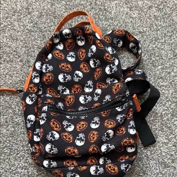 Bags | Halloween Skull And Pumpkin Mini Backpack | Poshmark